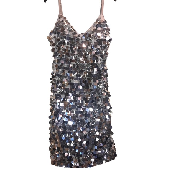 Guess | Dresses | Guess Sequin Dress Silver Hanging Sequin Women Dress ...